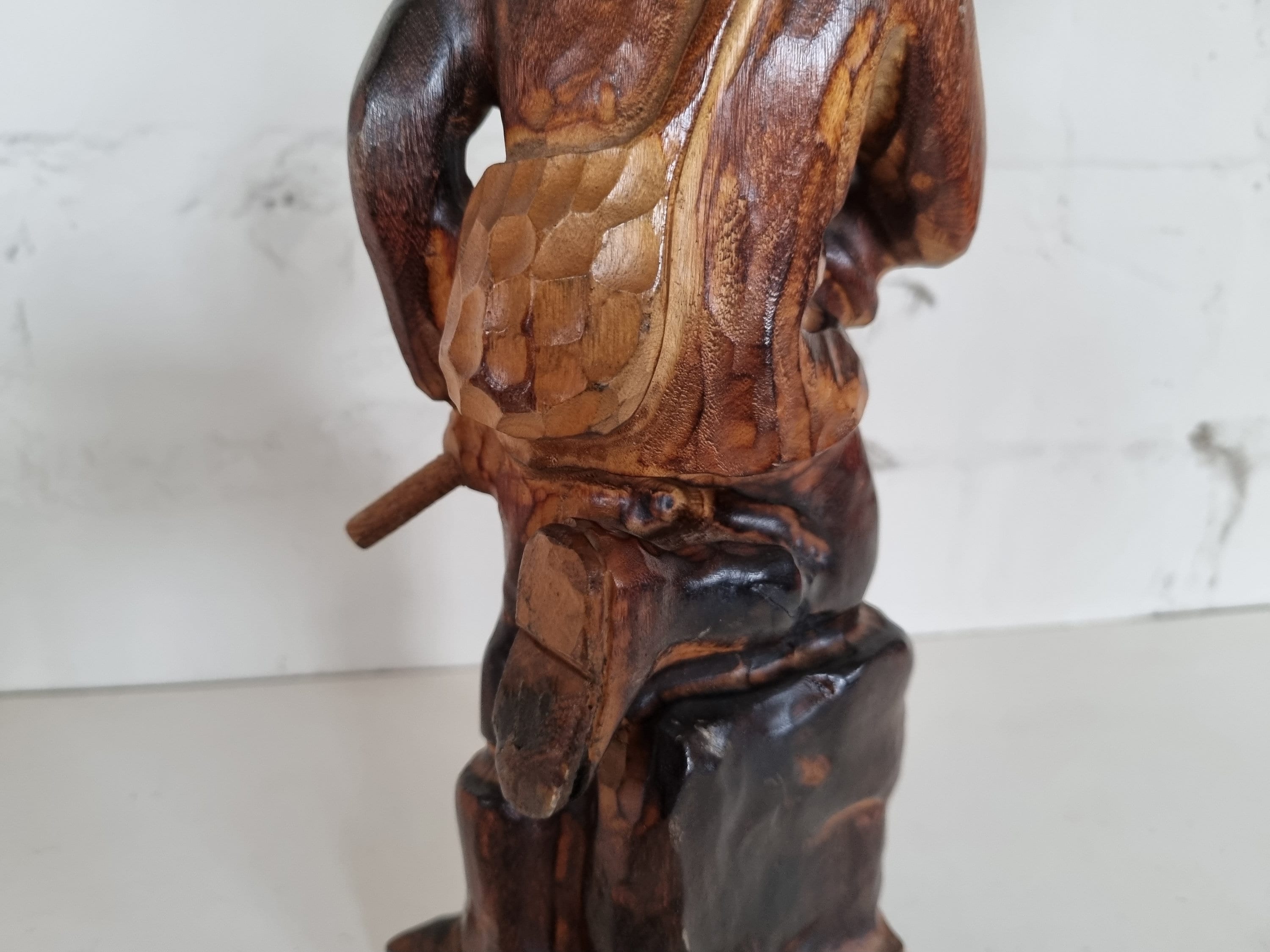 Vintage Hand Carved Wood Soldier Statue, Army Soldier Handmade Wood ...
