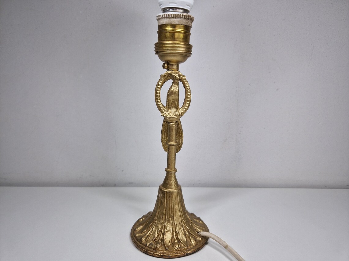 Vintage Desk Lamp, Vintage Painted Metal Table Lamp, Peacock Lamp ...