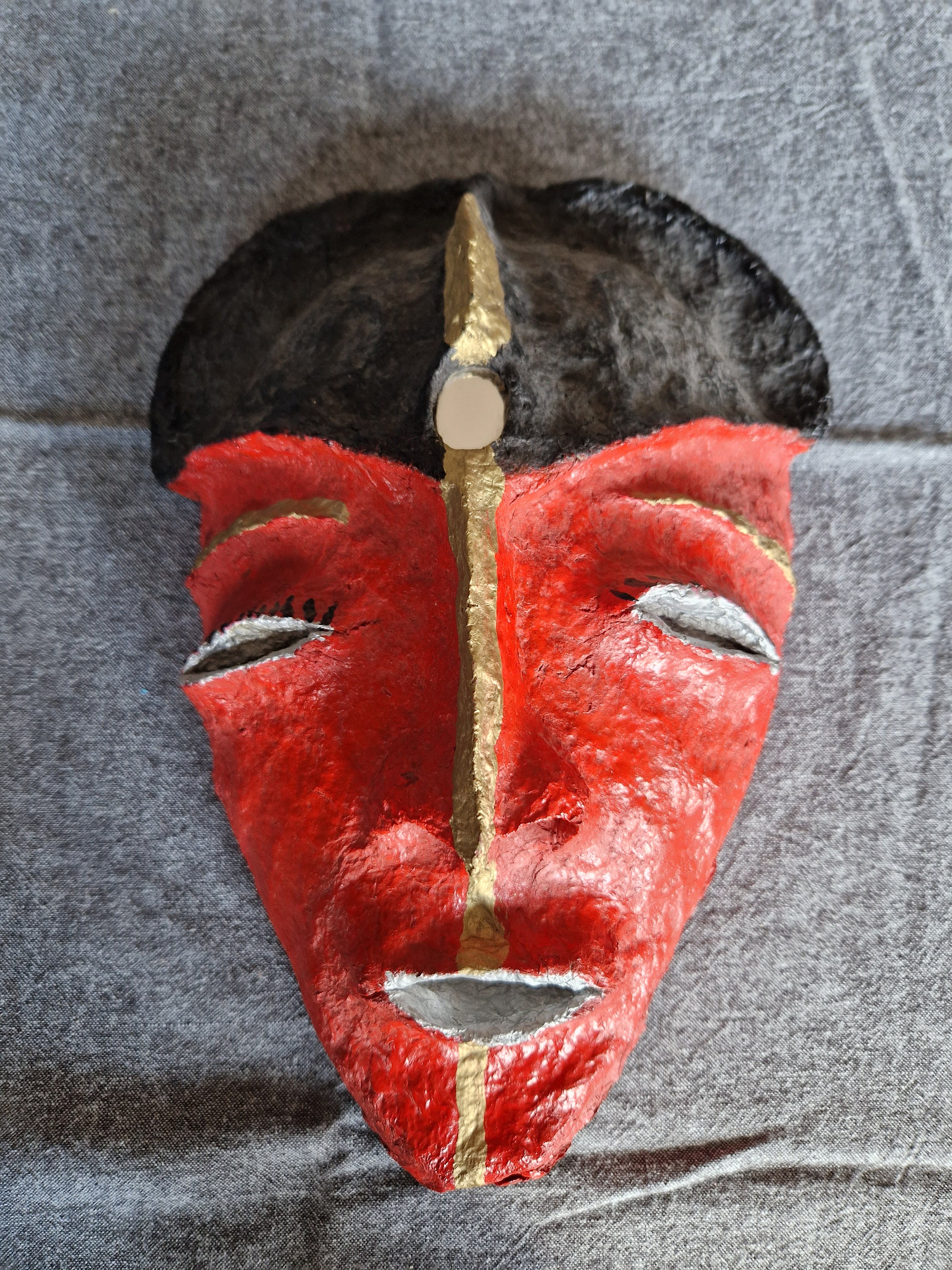 DECORATIVE MASK, Papier-mâché Wall Decoration Mask, Artistic Red, Wall ...