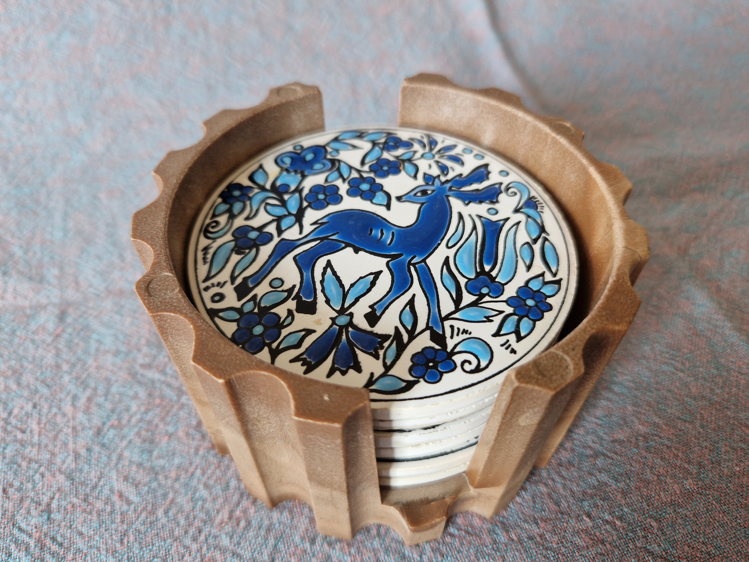 Set of 6 Rodos Keramik Greek Deer Tile, Ceramic Drink Coaster ...