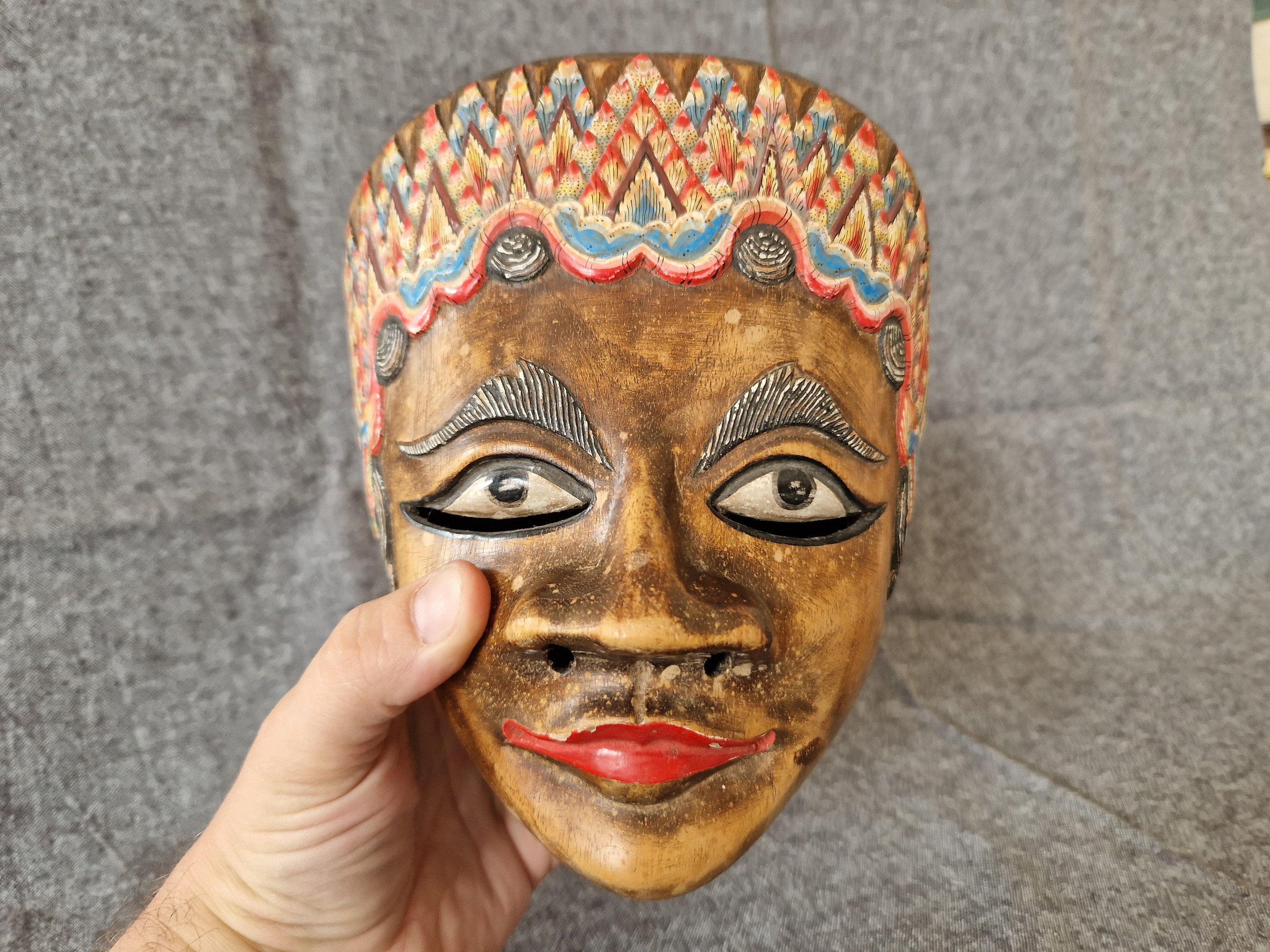 Vintage Wood Batik Topeng Indonesian Mask Box. Hand Decorated and ...