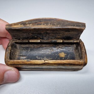 Antique Snuff Box Old Carved Wood and Brass Snuff Box - Etsy