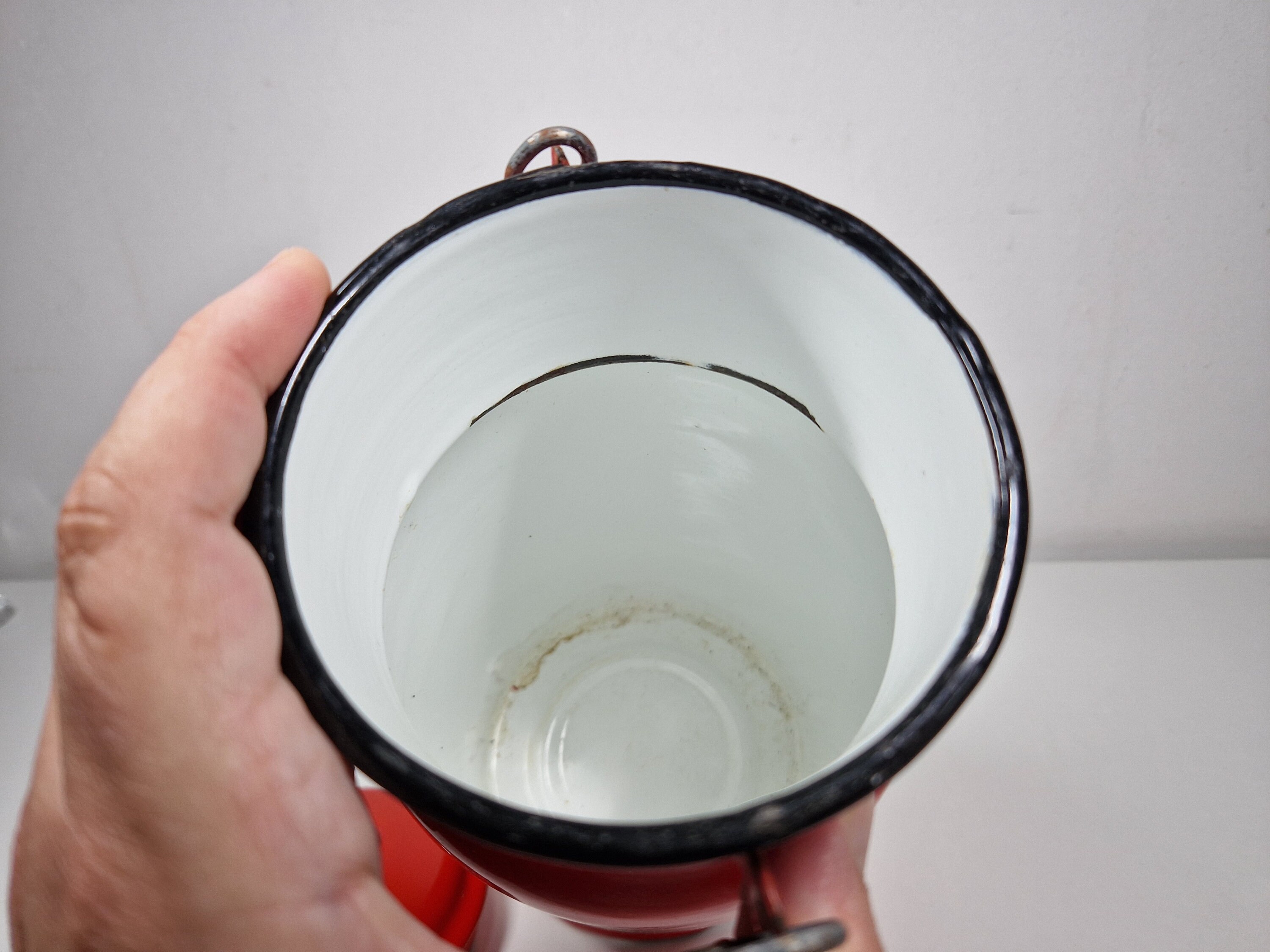 Red Enamel Milk Can, Vintage Enamel Can, Vintage Milk Jug, Vintage Soup ...