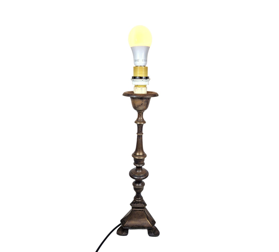 Antique Bronze Lamp, Solid Bronze Lamp, CANDLESTICK Lamp Base, Working ...