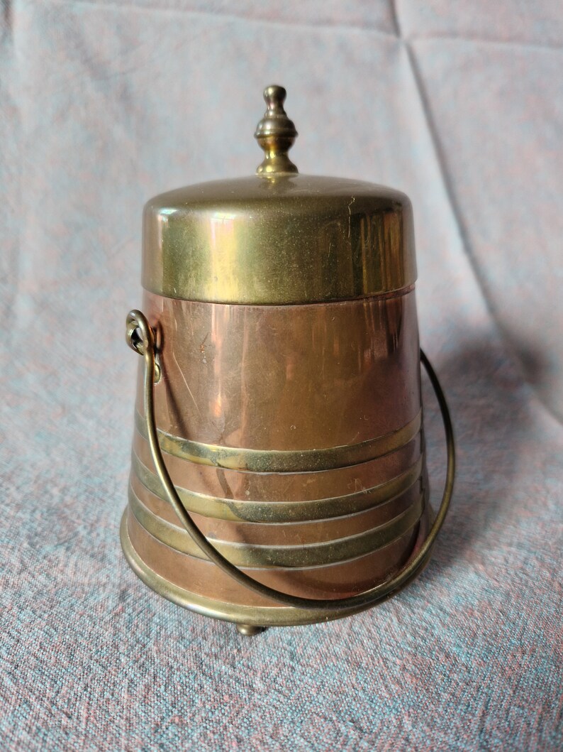 Copper Brass Container With Lid, Small Vintage Tea Storage Jar ...