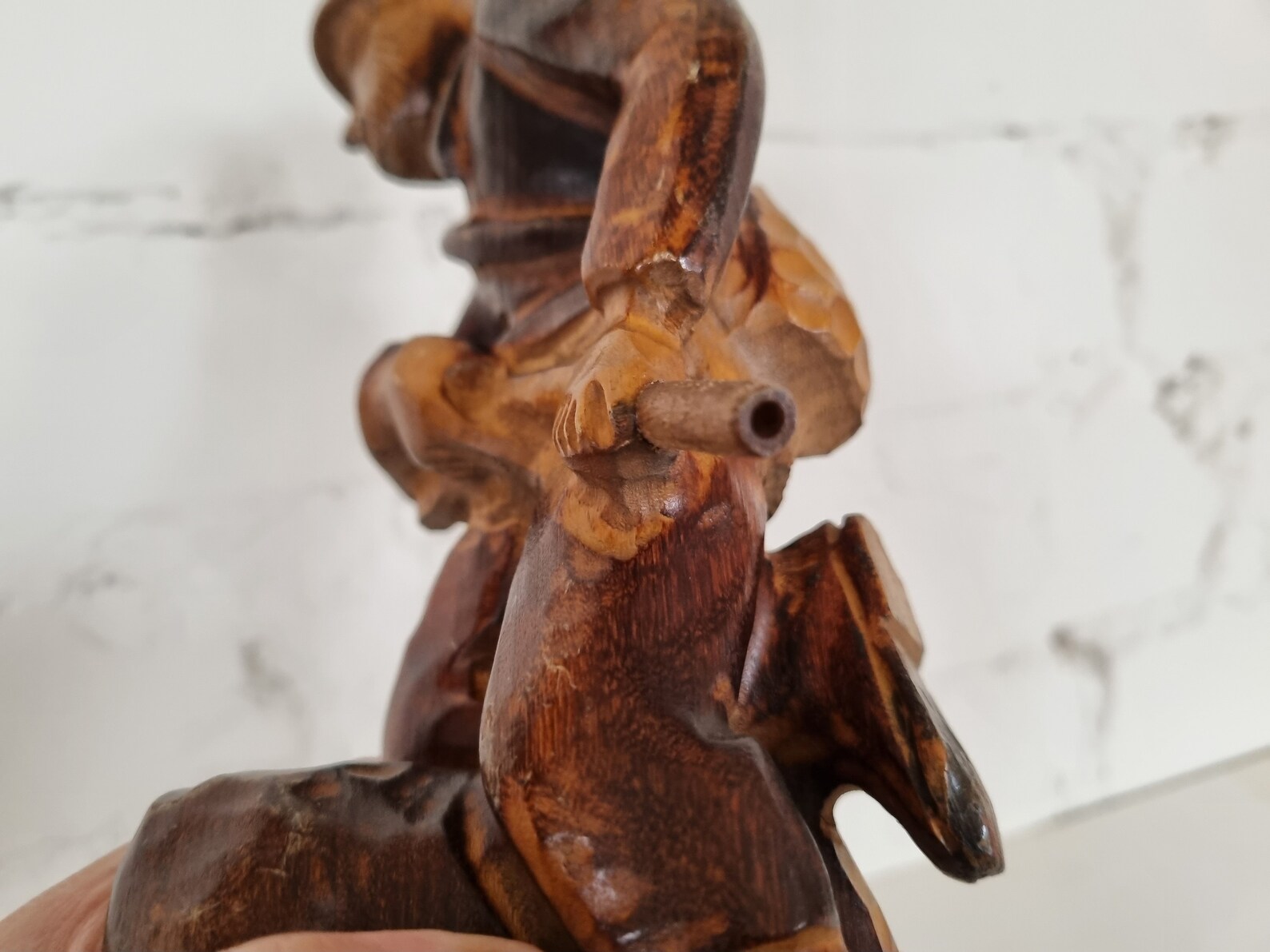 Vintage Hand Carved Wood Soldier Statue, Army Soldier Handmade Wood ...