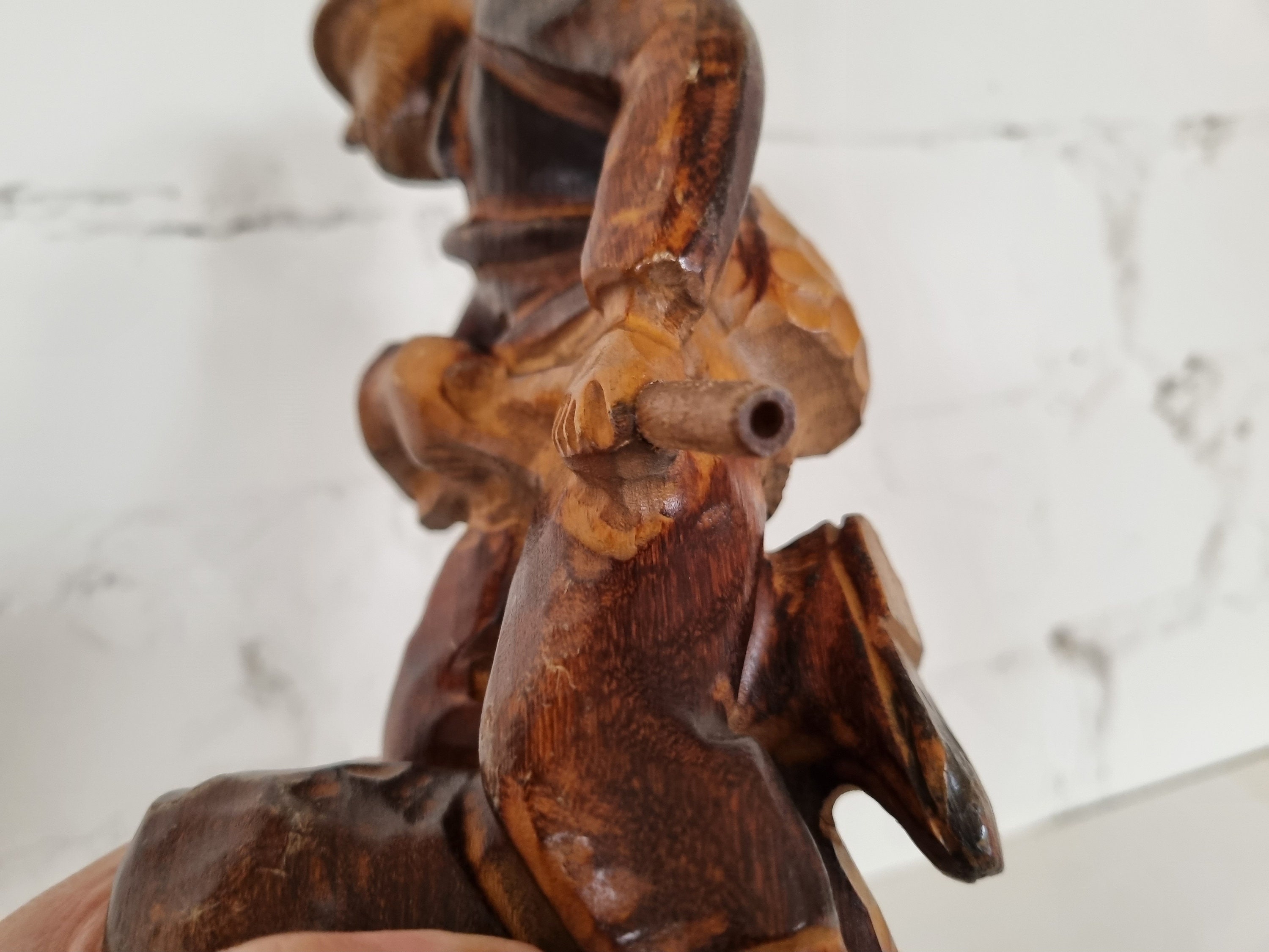 Vintage Hand Carved Wood Soldier Statue, Army Soldier Handmade Wood ...