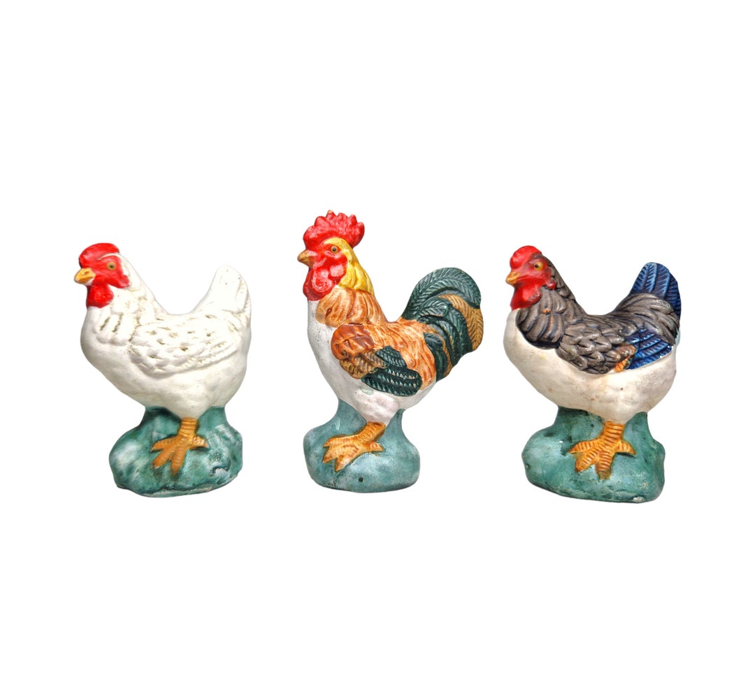 Vintage Style Farm Chickens, Cute Ceramic Chickens and Rooster ...