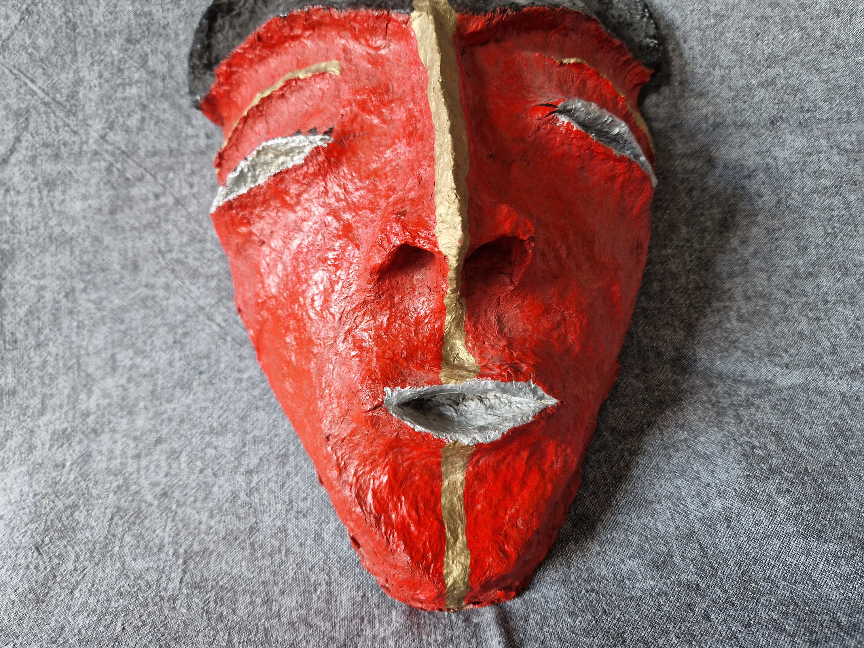 DECORATIVE MASK, Papier-mâché Wall Decoration Mask, Artistic Red, Wall ...