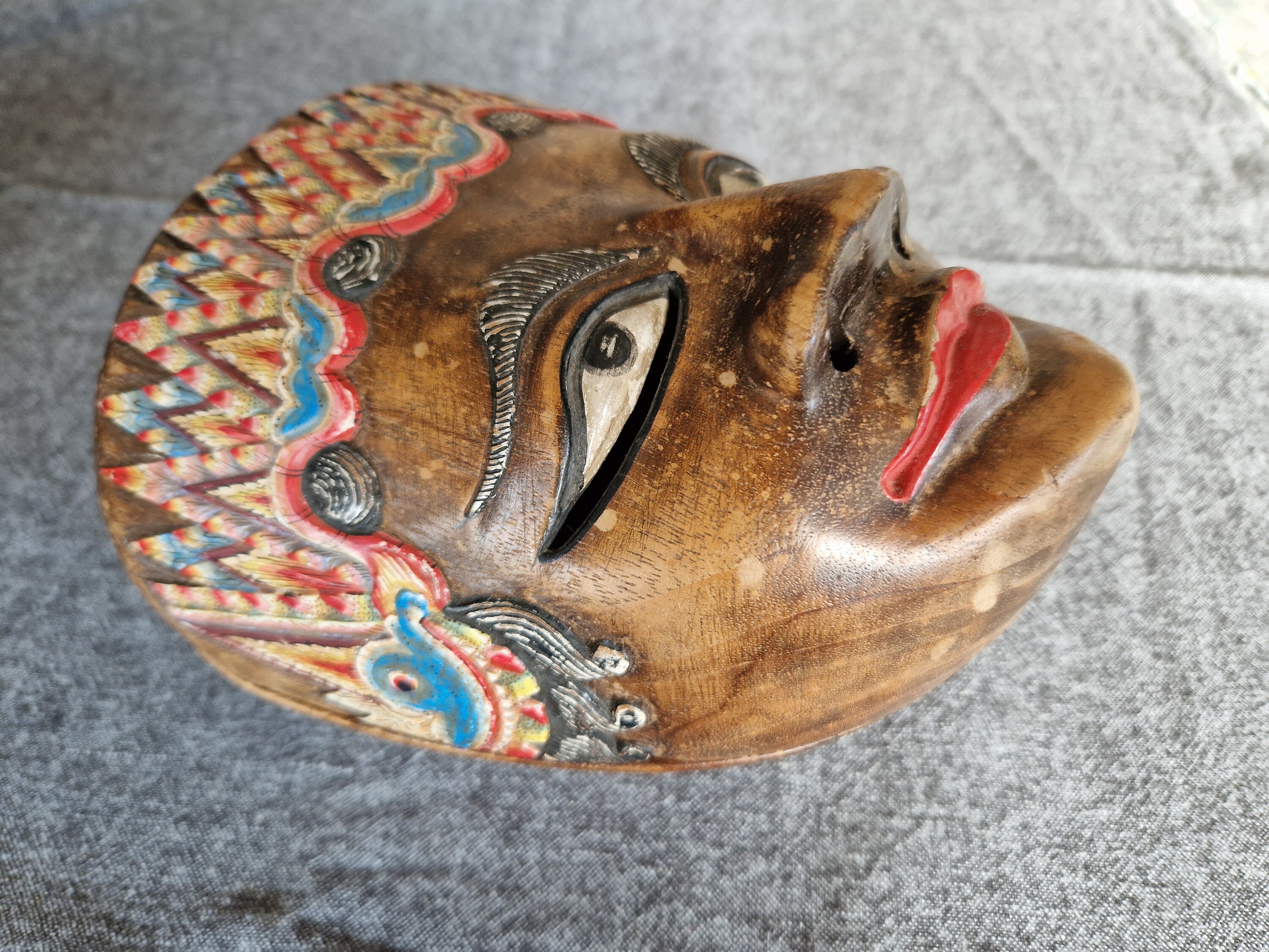 Vintage Wood Batik Topeng Indonesian Mask Box. Hand Decorated and ...