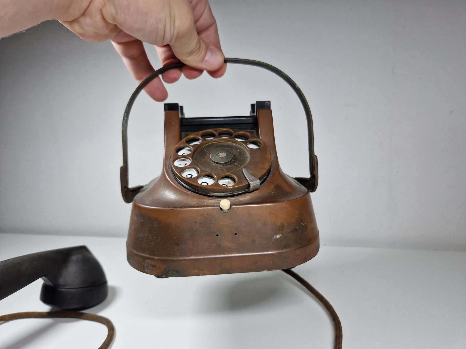 RTT 56B Copper Rotary Dial Table Vintage Desk Telephone, Old With ...