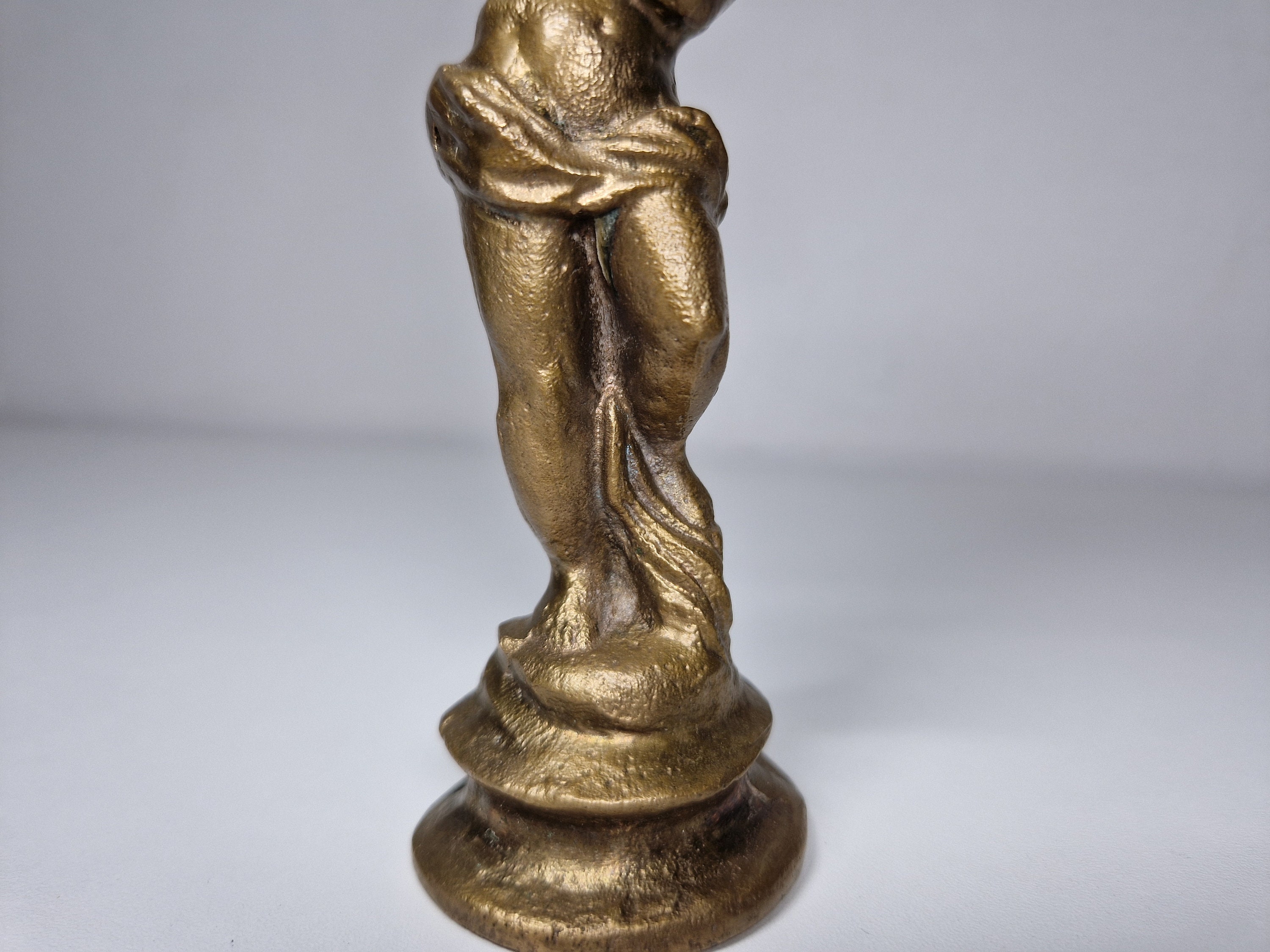 Solid Brass Putti Boy Angel, Vintage Cherub Brass Candlestick, Italian ...