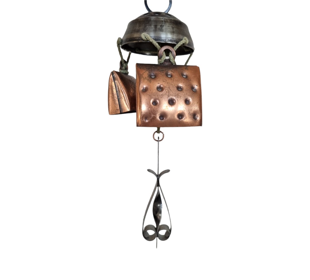 Vintage Wind Bell. Antique Copper Bells, Primitive Farmhouse Rustic Scandinavian Vintage Home ...