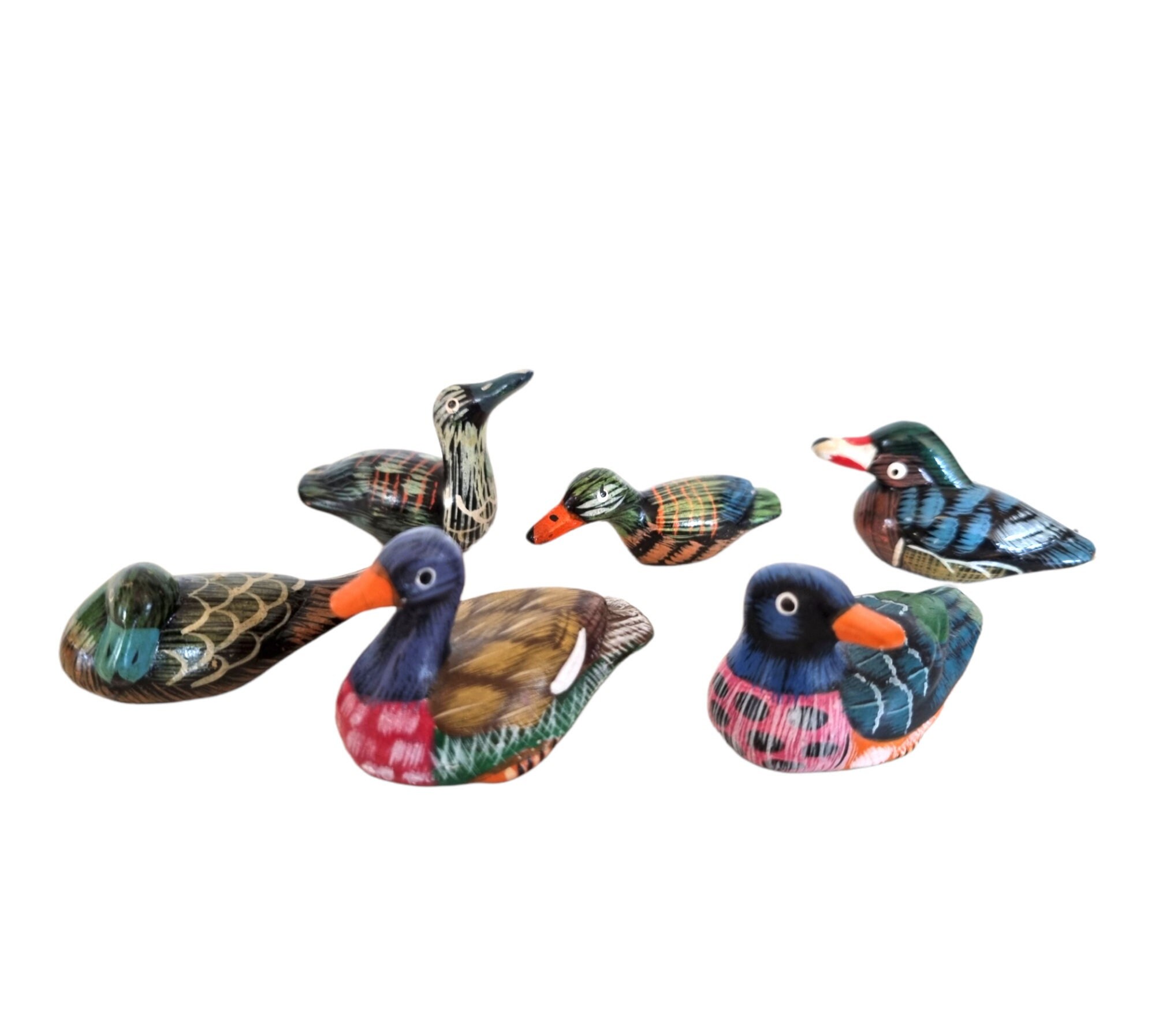 Vintage Miniature Ducks, Little Decorative Figurines, Set of 6 Small ...