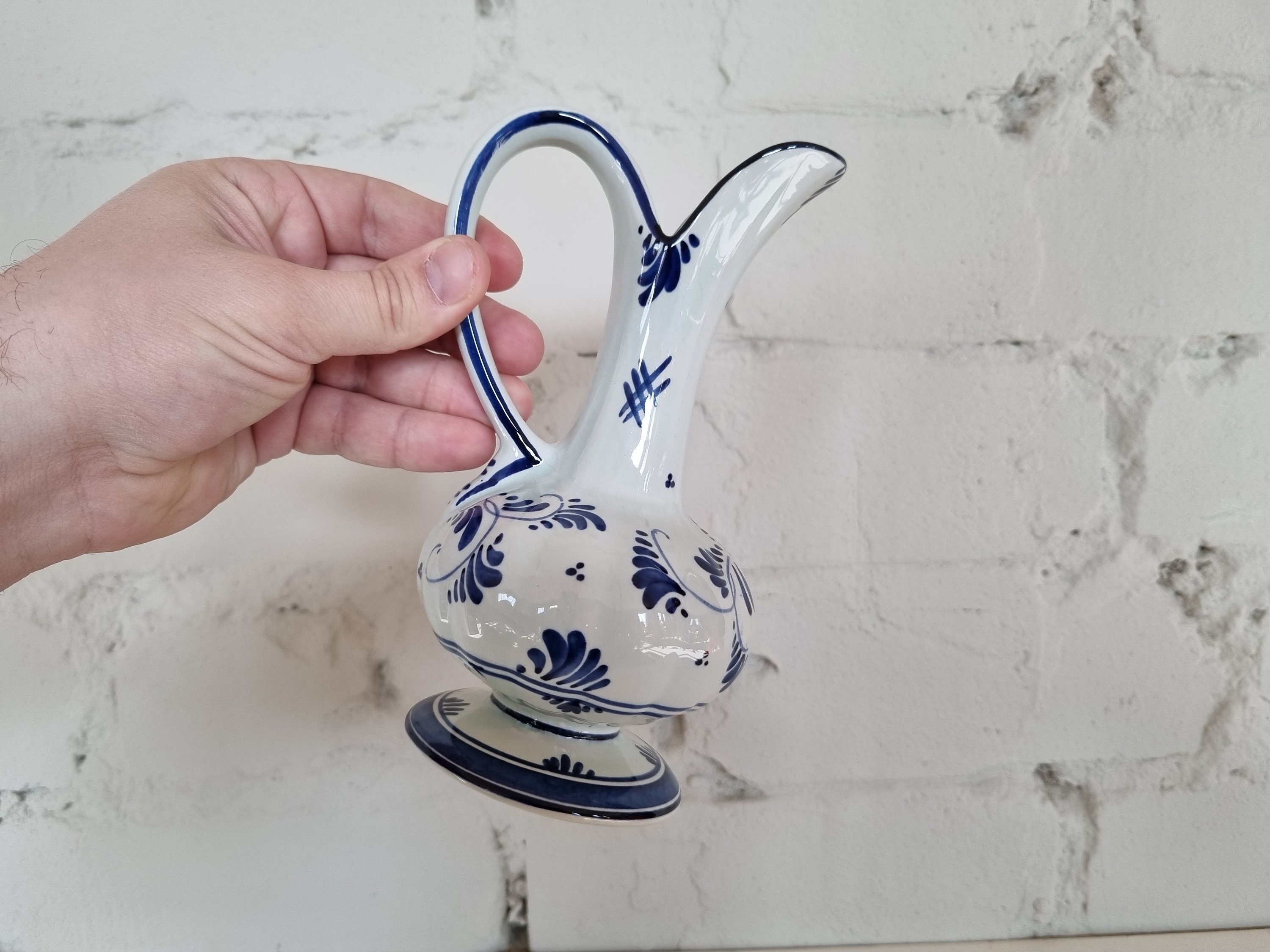 Vintage Delft Blue Jug, Made in Holland Hand Painted Jug, Vintage Delft ...