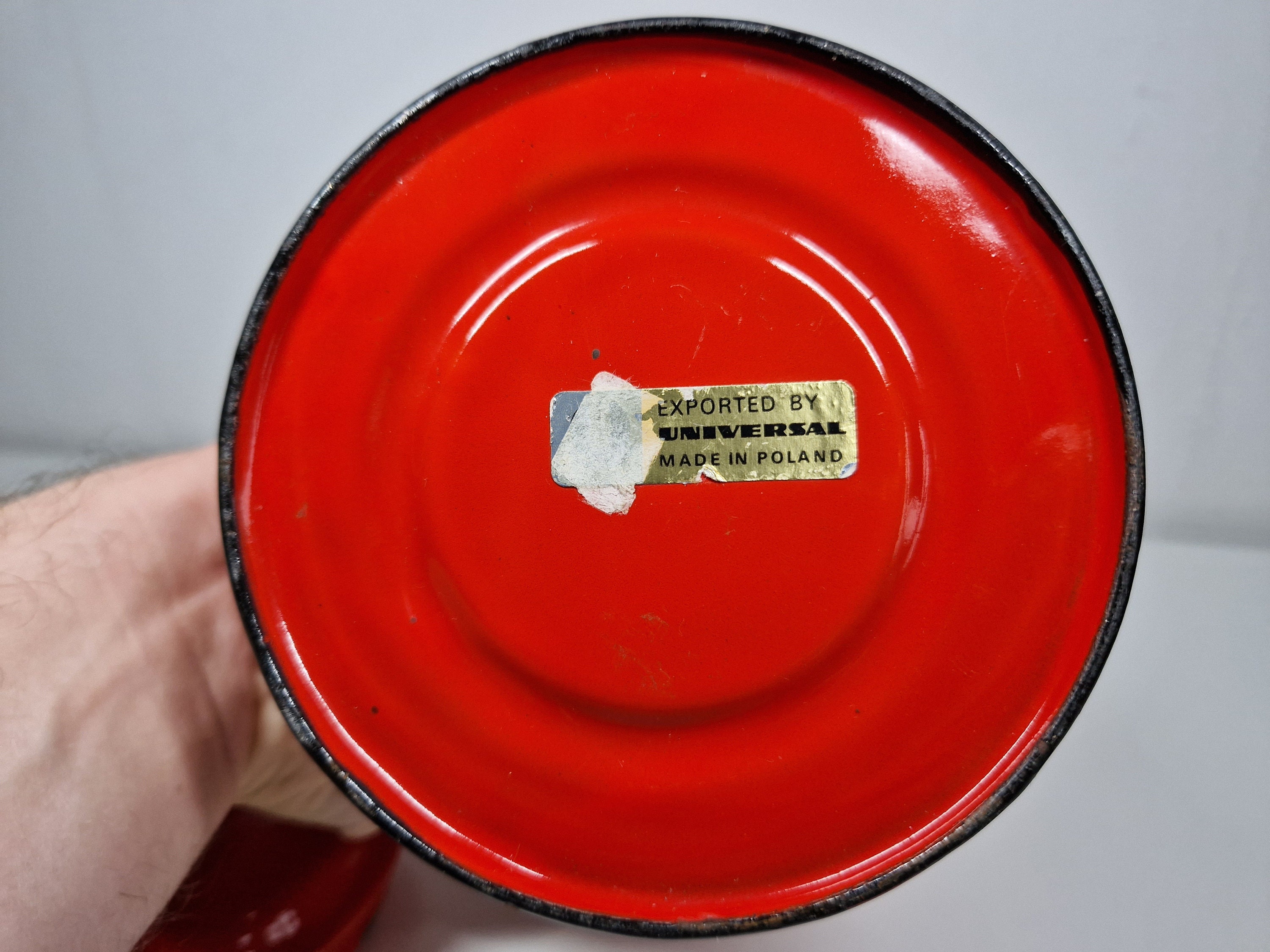 Red Enamel Milk Can, Vintage Enamel Can, Vintage Milk Jug, Vintage Soup ...