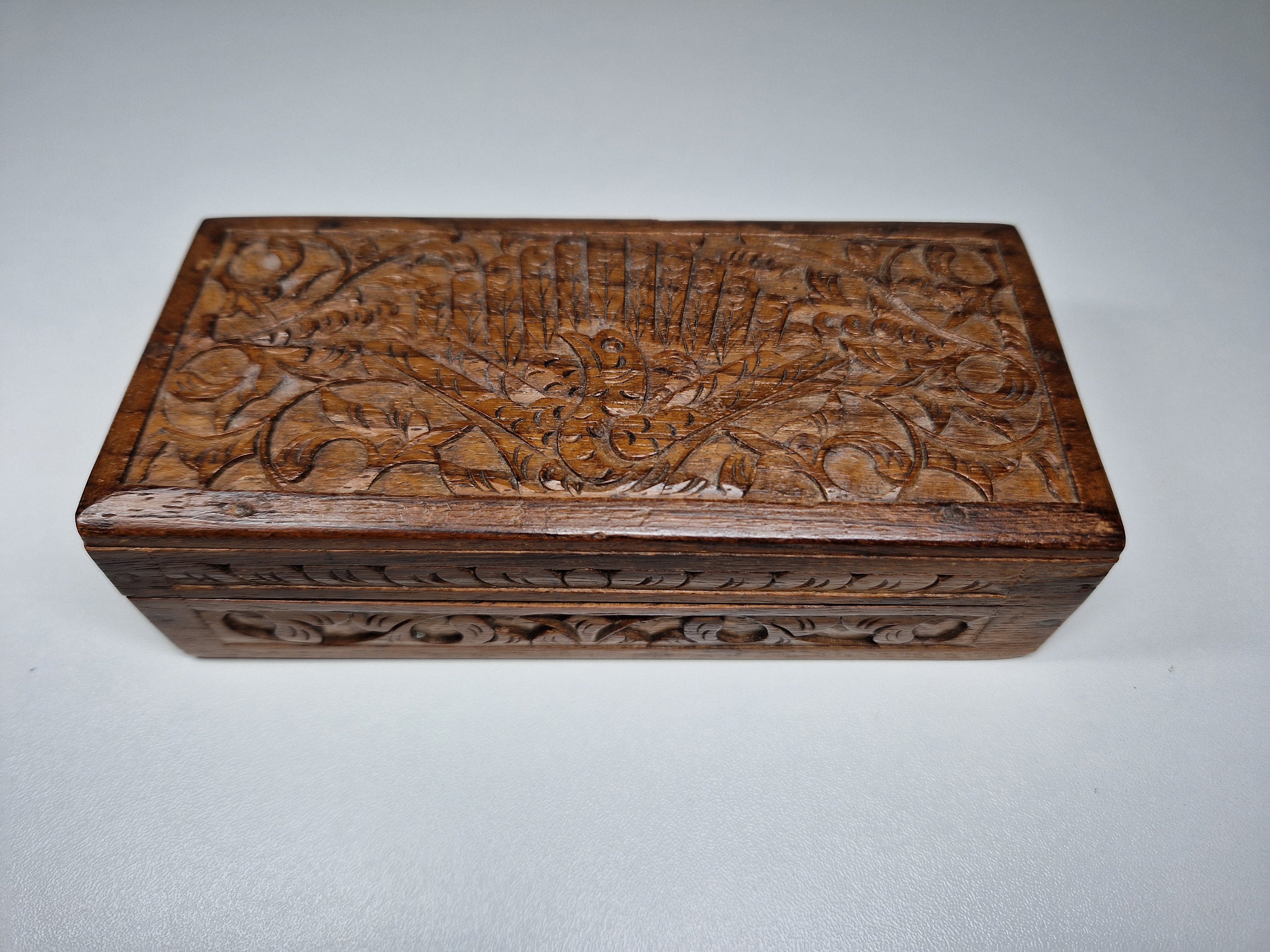 Hand-carved Wood Box Vintage Hand Carved Peacock Design - Etsy