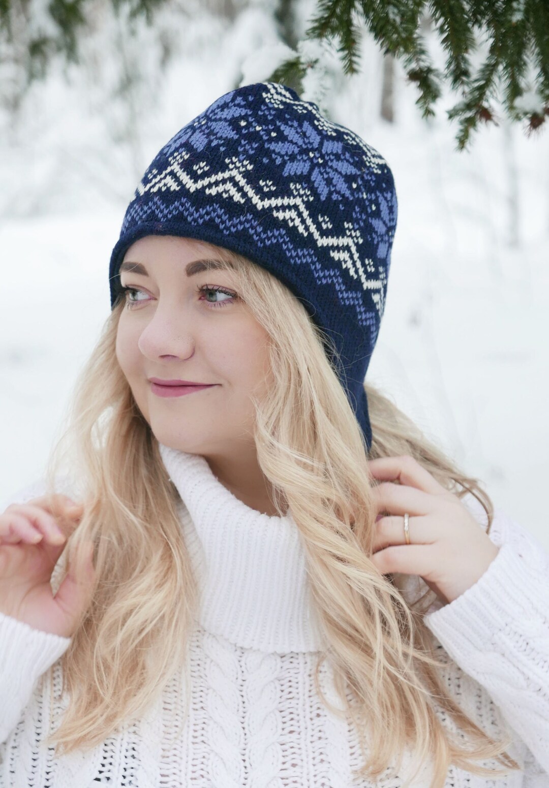Earflap Hat|knit Nordic Beanie|earflap Winter Hat|adult Hat With Ties ...