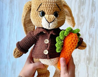 Crochet Peter Rabbit Beatrix Potter Soft Plushie Stuffed Cute Handmade ...