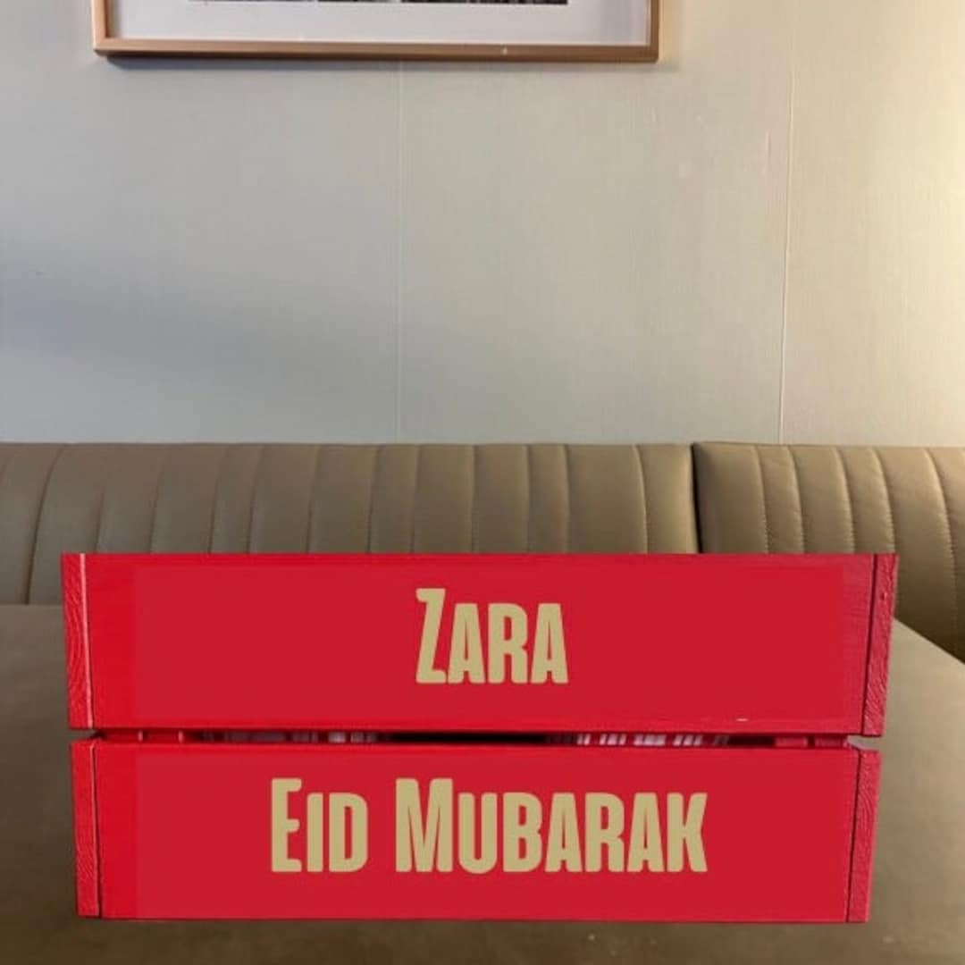 Personalised Eid Mubarak Box Crate, Ramadan Box for Snacks, Eid Gift ...