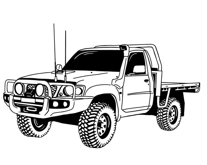 Nissan Patrol GU Ute Outline | Digital Cut File: SVG (vector), PNG and ...