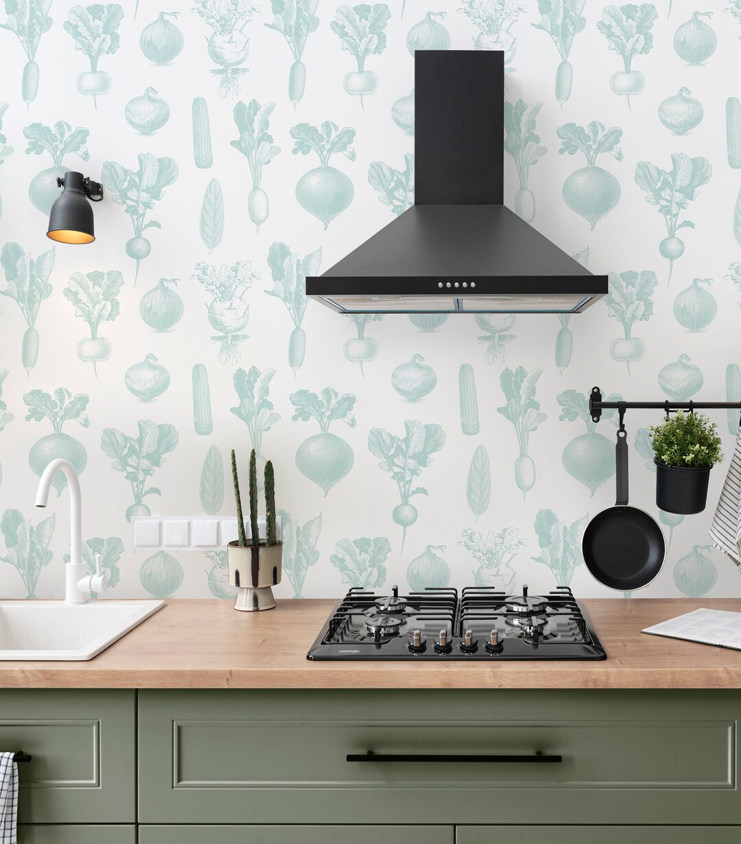 Cottage Kitchen Wallpaper, Removable and Peel&stick Wall Art ...