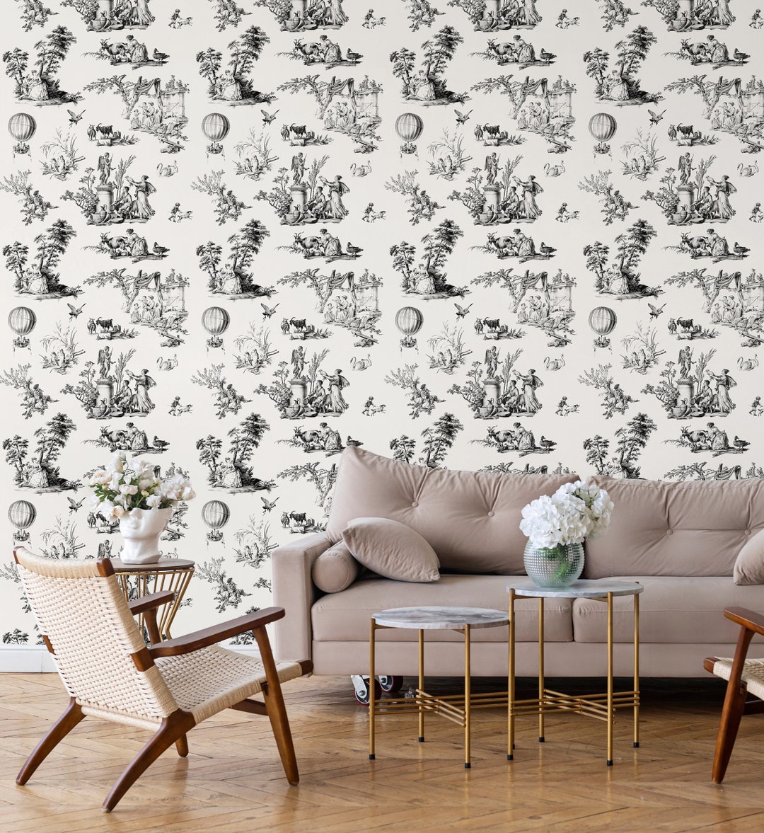 Toile Abstract Kitchen Wallpaper, Removable and Peel&stick Wall Art ...