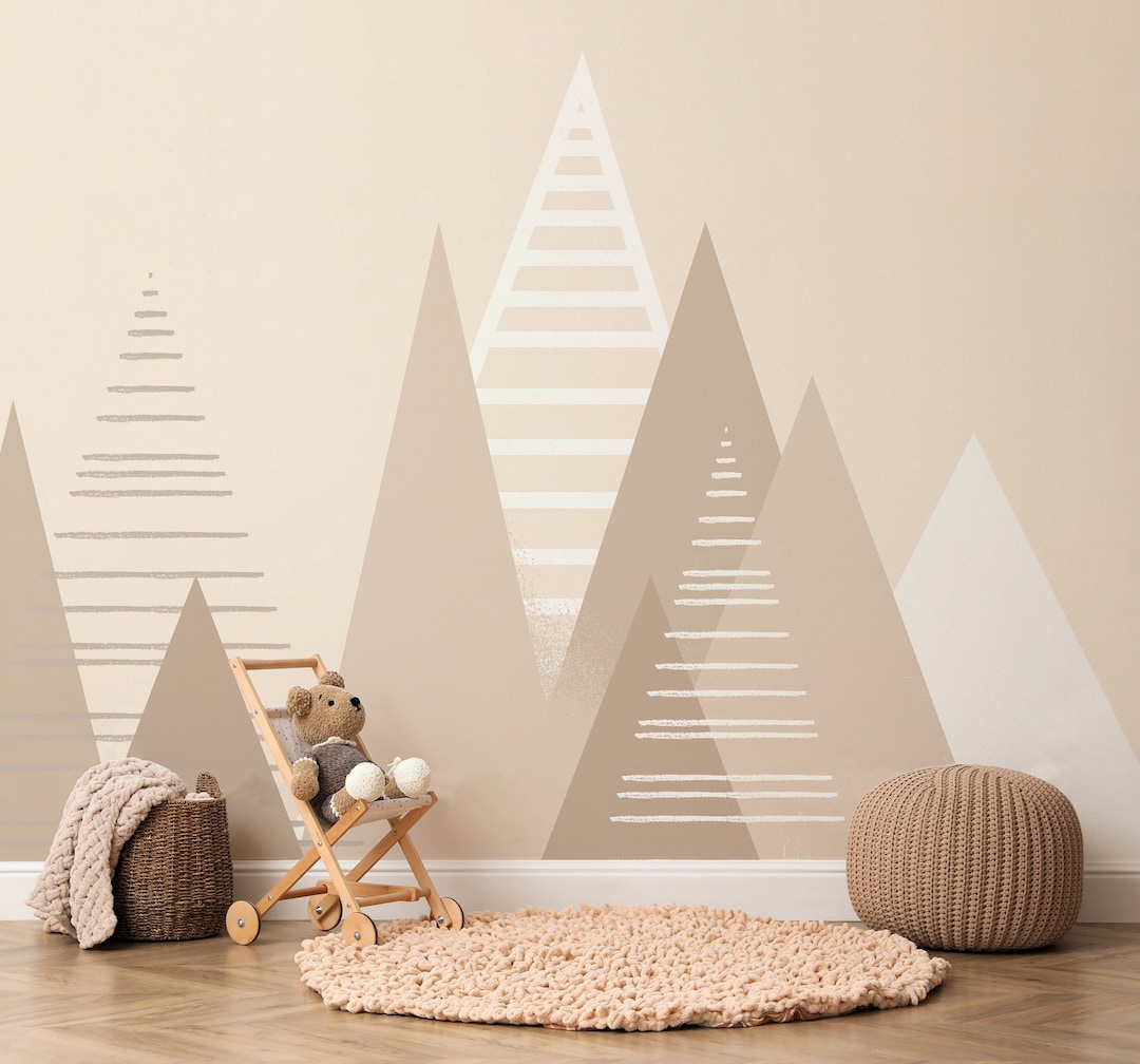 Beige Trees Mural, Removable and Peel&stick Wall Art, Traditional Pre ...