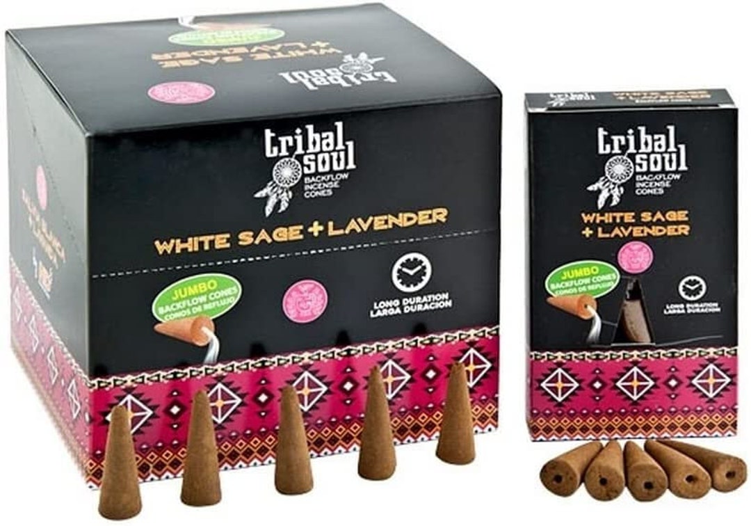 Tribal Soul Backflow Jumbo Cones Incense Cones Backflow Burner Cones Smudging Gift White Sage ...