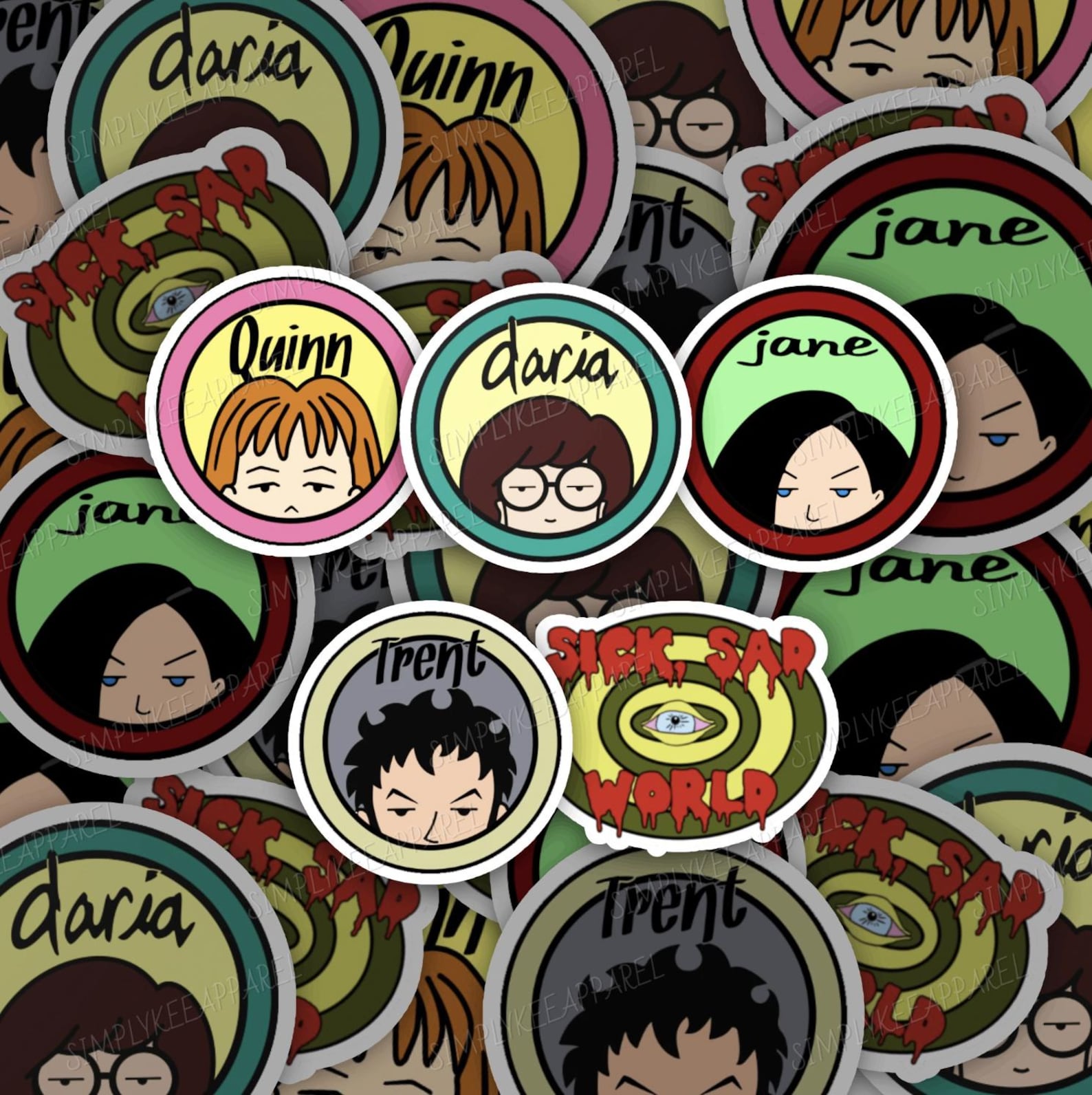 Daria Stickers Bundle, Sick Sad World, Quinn Morgendorffer, Jane Lane ...