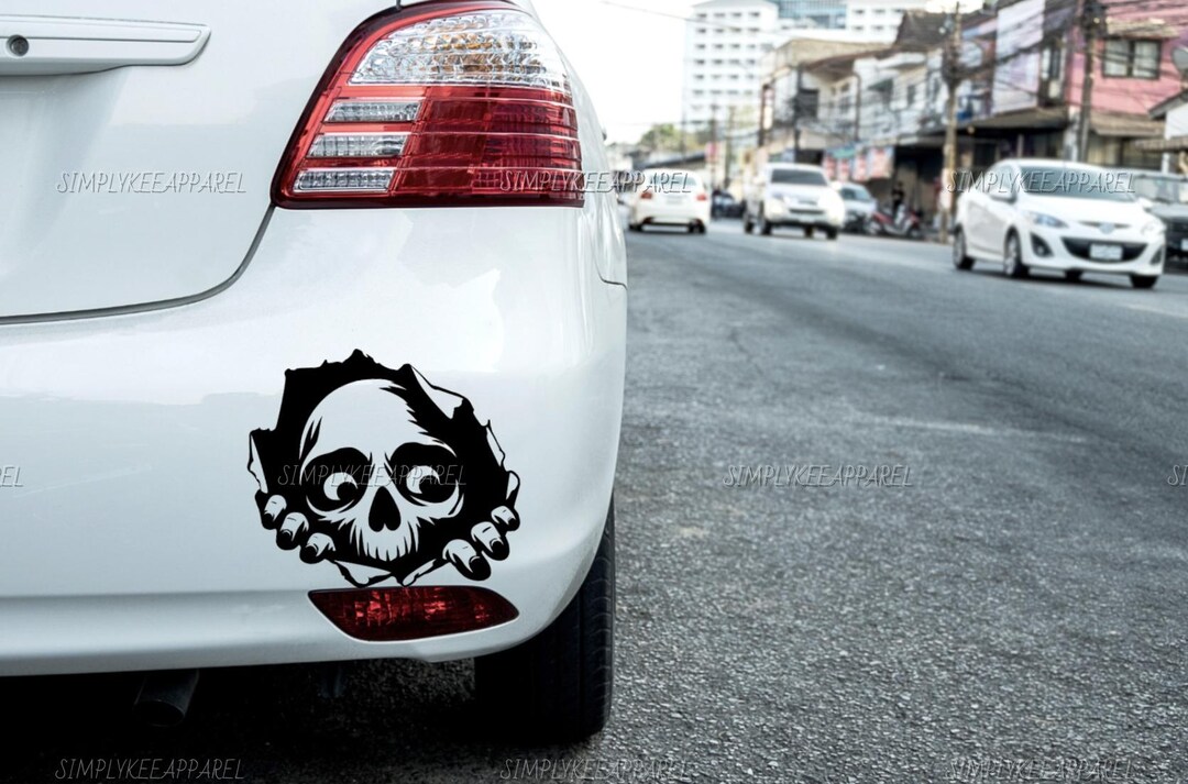 Peeker Sticker, Skeleton Car Decal, Halloween, Boo, Scary, Spooky ...