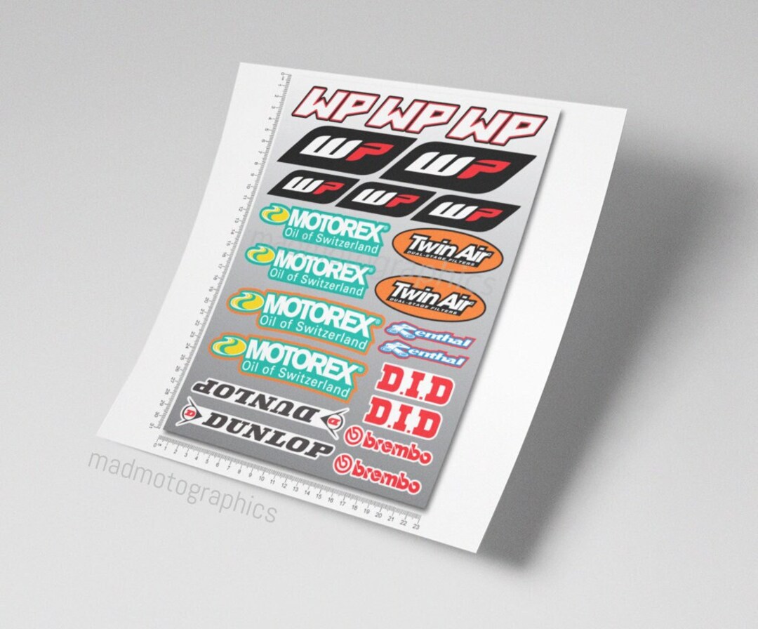 WP Motorex Dunlop Motorcycle Fairing Shock Stickers Bike Enduro MX ...