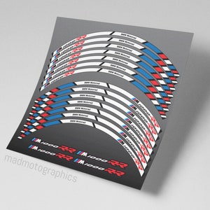 Motorcycle Wheel Stickers Decals Set Rim Stripes Race Motorbike for BMW ...