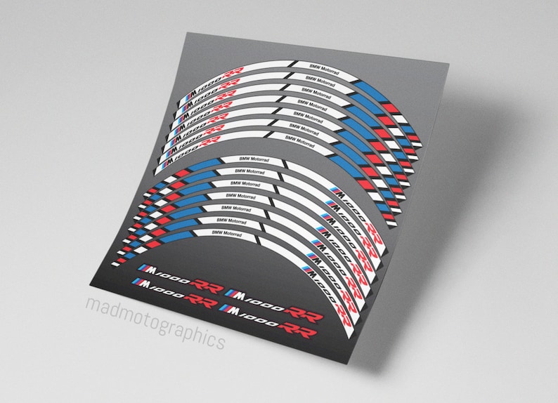 Motorcycle Wheel Stickers Decals Set Rim Stripes Race Motorbike for BMW ...