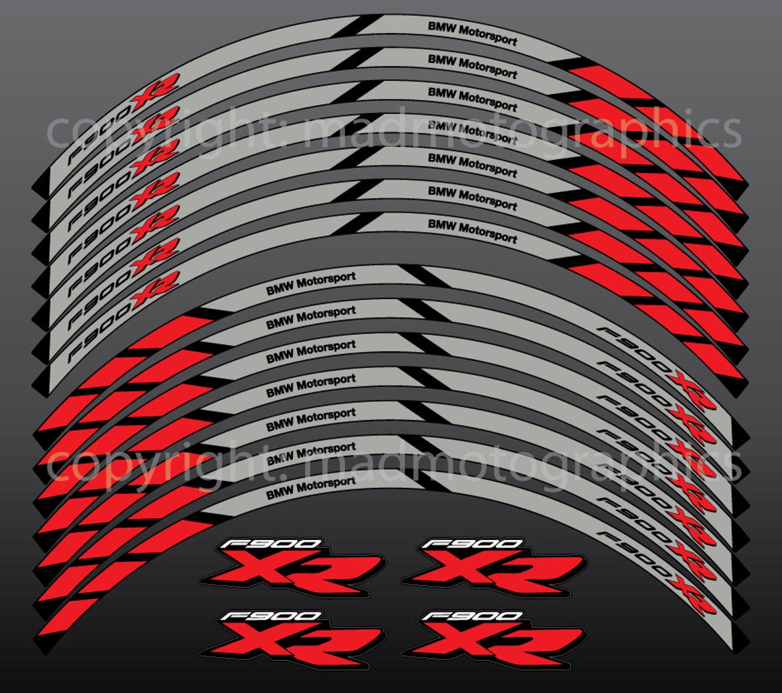 Motorcycle Wheel Stickers Decals Set Rim Tape Stripes F900 XR Race ...