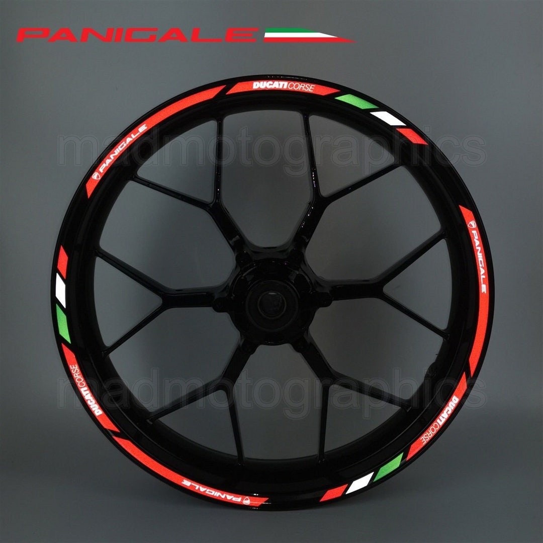 Reflective Wheel Stickers Decals Rim Stripes for Ducati Corse PANIGALE ...
