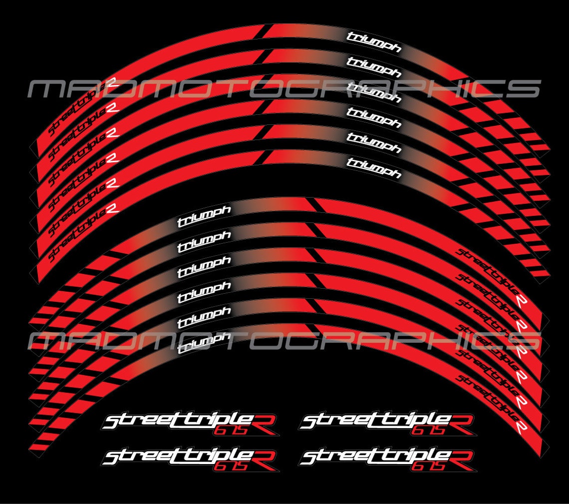 Motorcycle Wheel Stickers Decals Set Rim Tape Stripes Race Motorbike ...