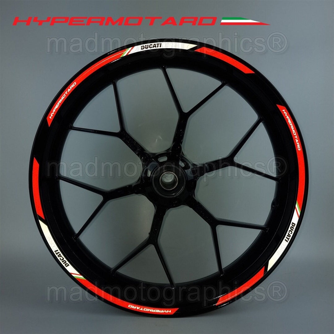 Reflective Wheel Stickers Decals Rim Stripes for Ducati Hypermotorad ...