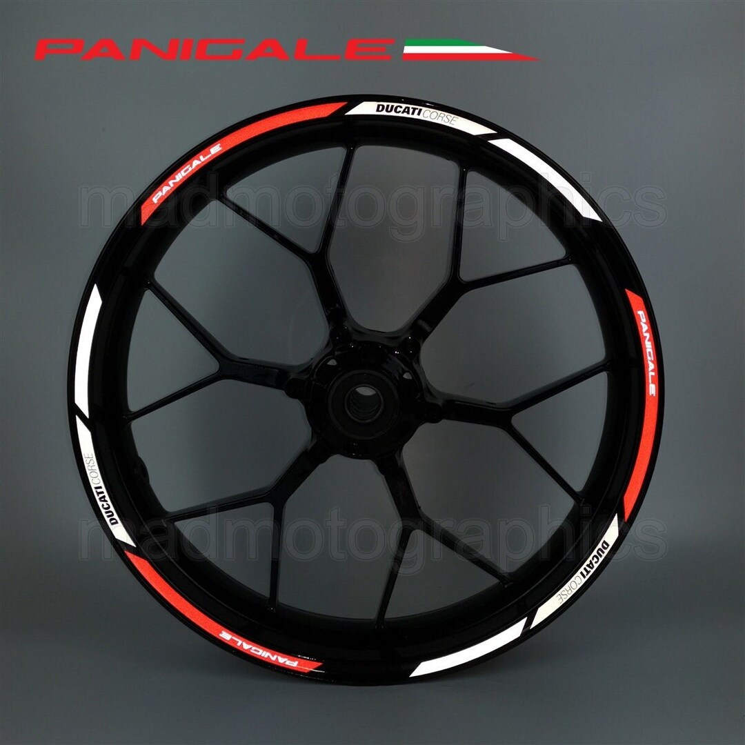 Reflective Wheel Stickers Decals Rim Stripes for Ducati Corse PANIGALE ...