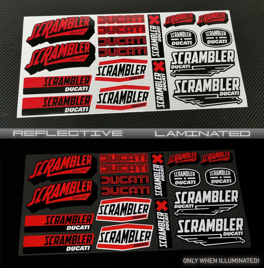 Reflective Motorcycle Stickers Set Graphics Decals for DUCATI Scrambler ...
