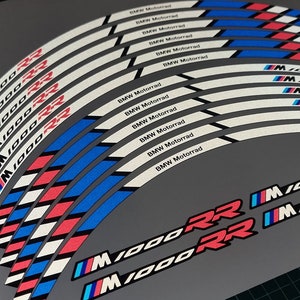 Motorcycle Wheel Stickers Decals Set Rim Stripes Race Motorbike for BMW ...