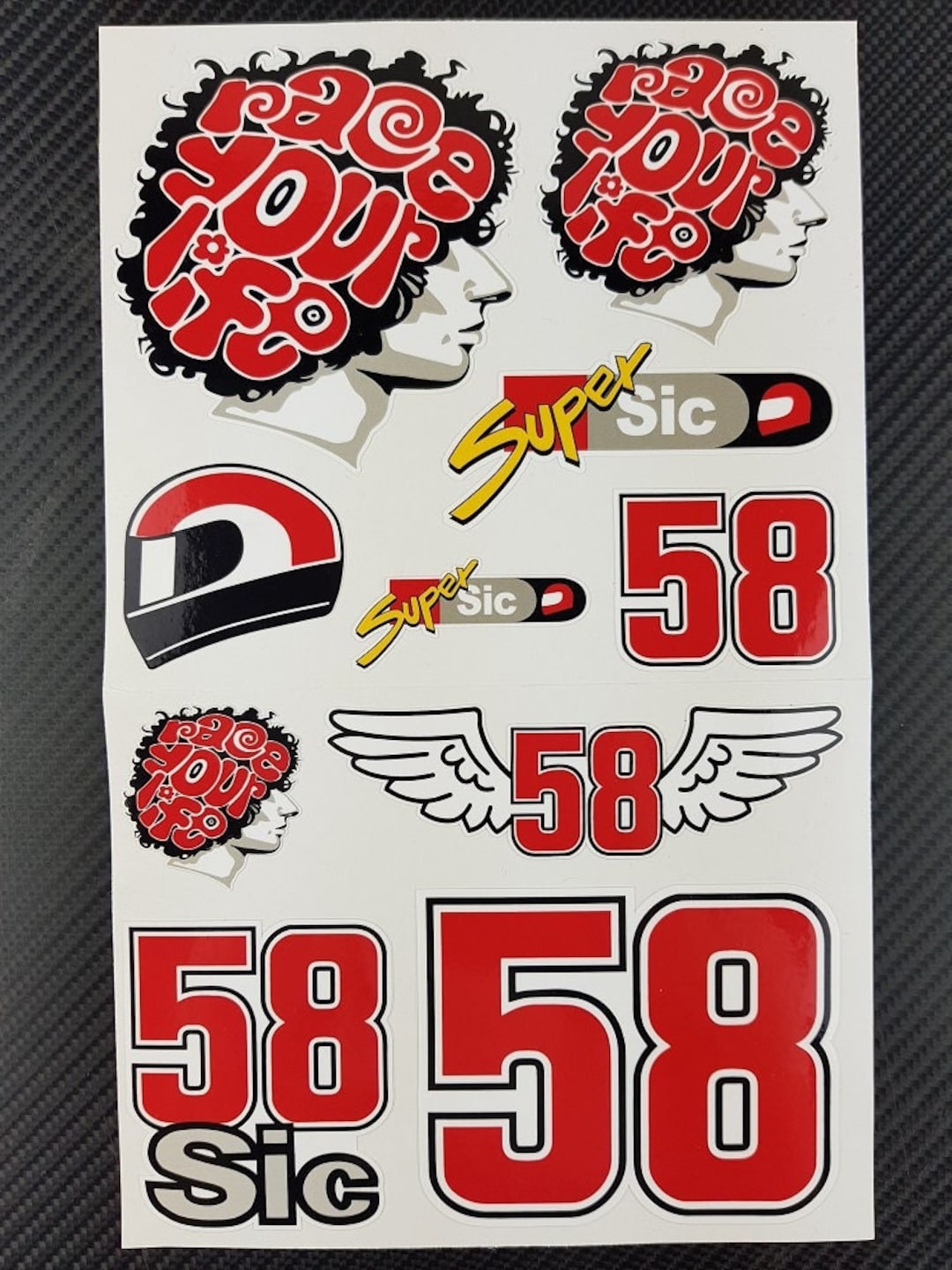 Marco Simoncelli 58 Super Sic Motorcycle Motorbike Fairing Helmet ...