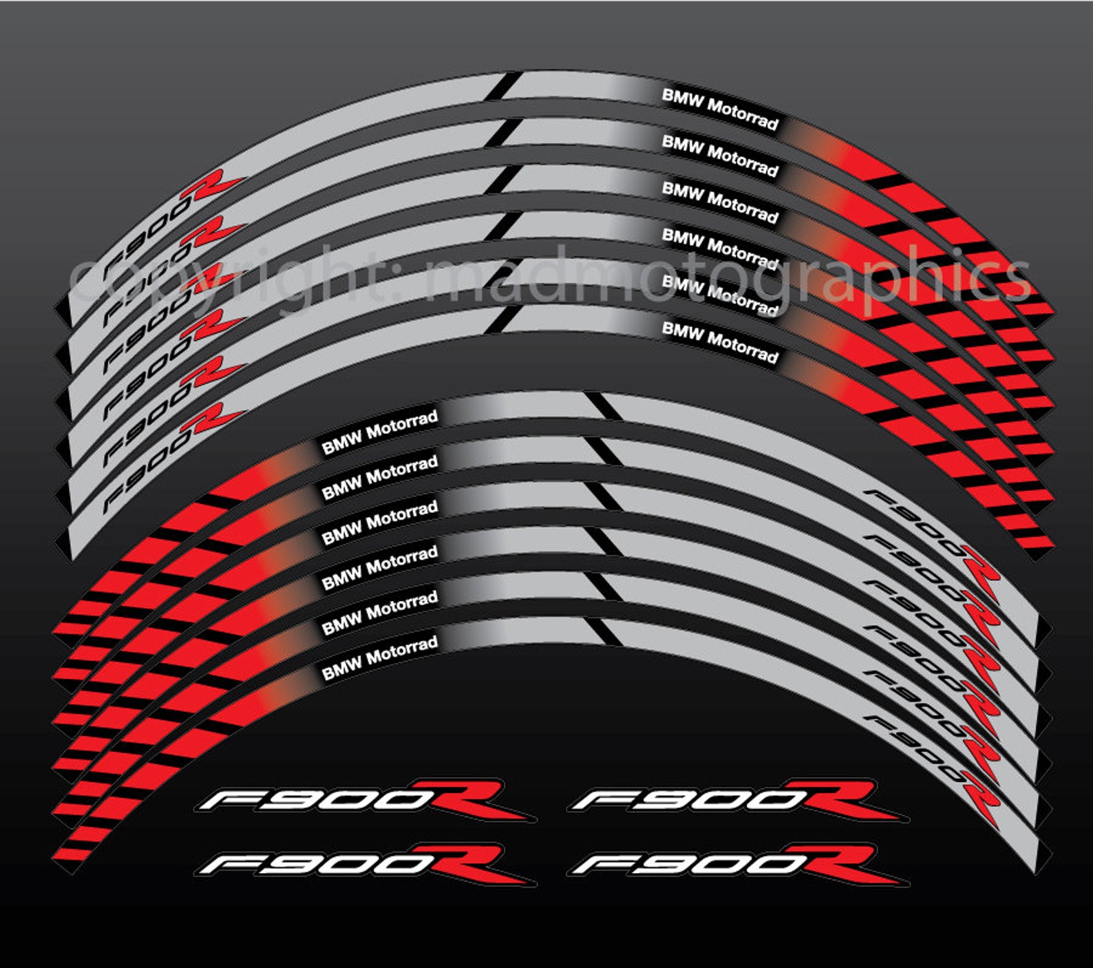 Reflective Motorcycle Wheel Stickers Decals Set Rim Tape Stripes Race ...