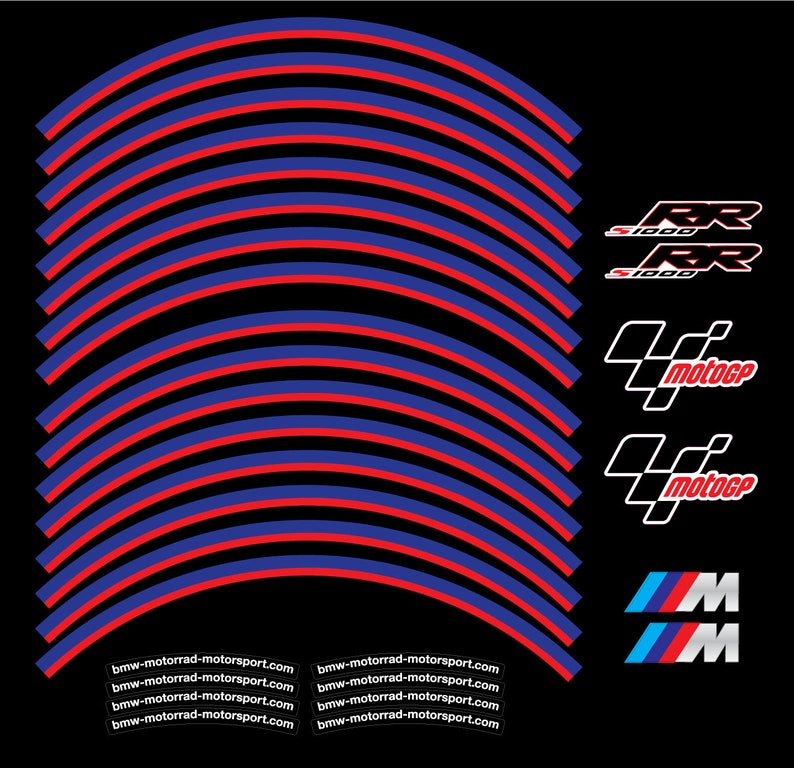 Motorcycle Wheel Stickers Decals Set Rim Tape Stripes Race Motorbike ...