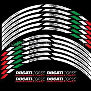 Reflective Wheel Stickers Decals Rim Stripes for Ducati Hypermotorad ...