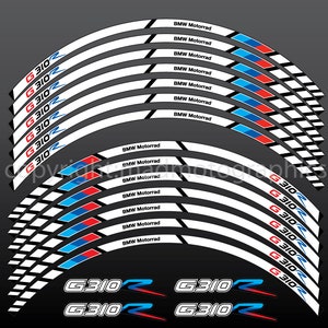 Motorcycle Wheel Stickers Decals Set G310 R Rim Tape Stripes Race ...