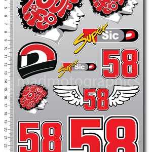 Marco Simoncelli 58 Super Sic Motorcycle Motorbike Fairing Helmet ...