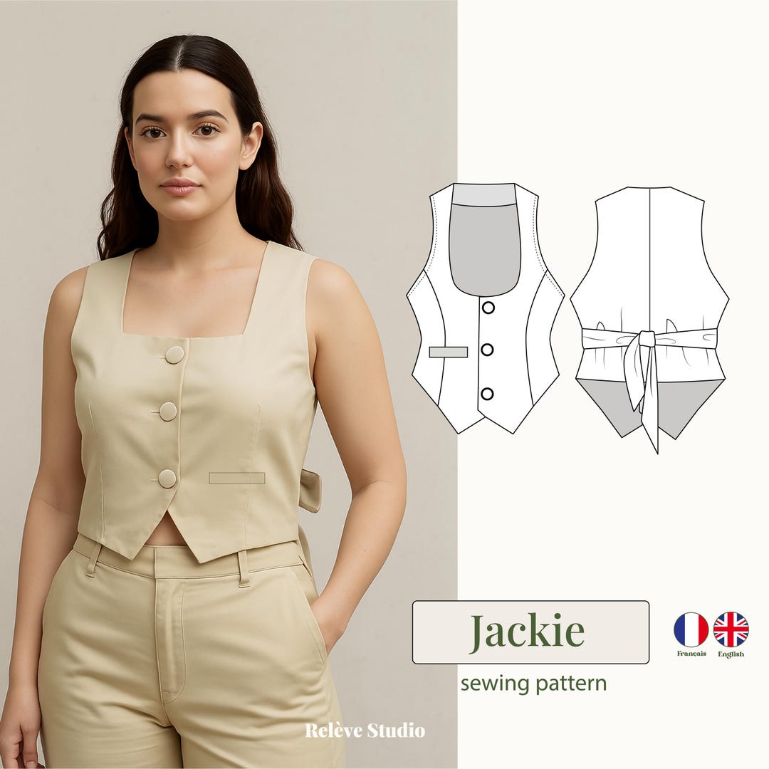 Jackie Waistcoat PDF Sewing Pattern – Digital Download – Sizes EU 32 to ...