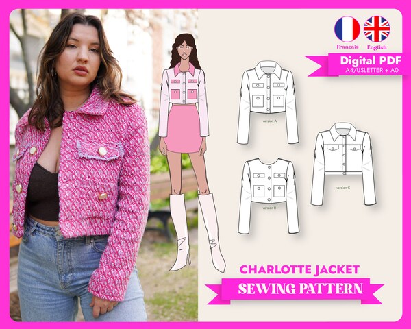 Womens Cropped Blazer, Vector Flat Sketch for Adobe Illustrator, Womens ...