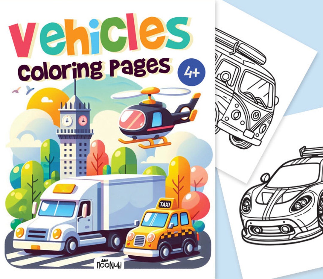 Vehicles 4+: Coloring Pages, 40 Detailed & Fun Drawings to Color for ...